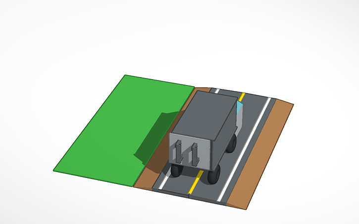 3D design isuzu truck on highway with grass | Tinkercad