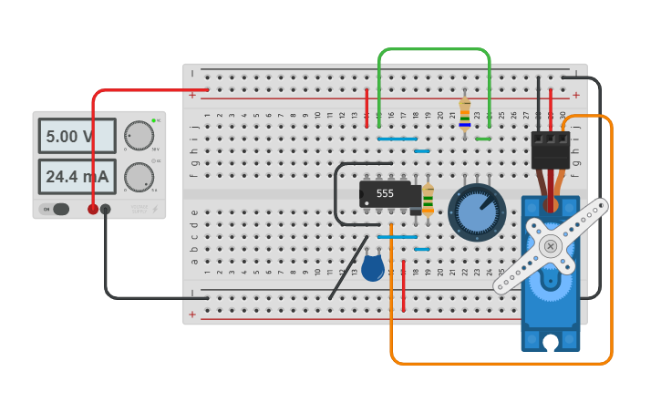 Circuit design 555 Servo - Tinkercad