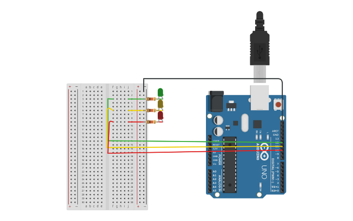 Circuit design Primer Proyecto - Semaforo con arduino | Tinkercad