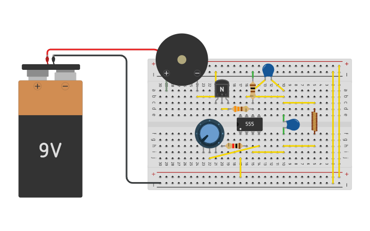 Circuit design metal detector with faults - Tinkercad