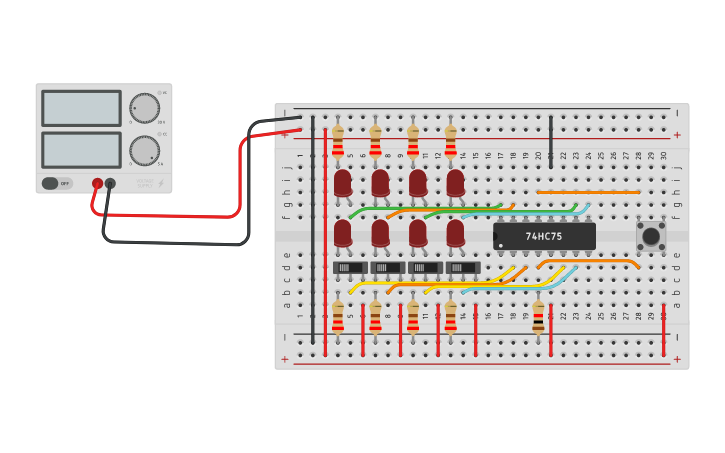 Circuit design 4-bit Latch - Tinkercad