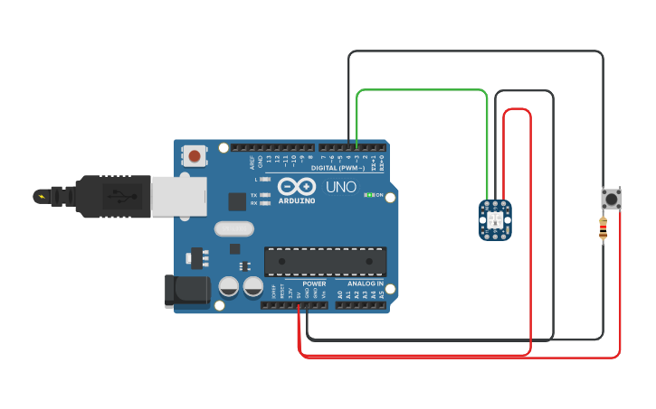 Circuit design single neopixel - Tinkercad