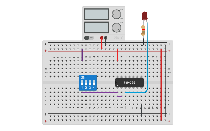 Circuit design NOT GATE USING NAND GATE - Tinkercad