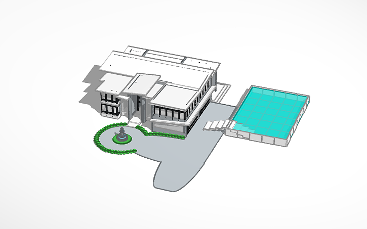 3D design house with swimming pool | Tinkercad