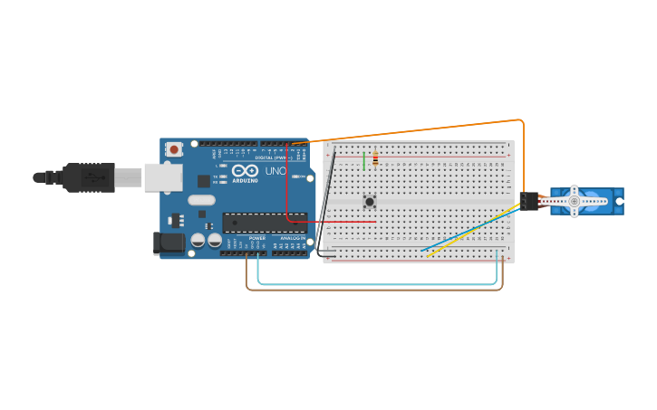 Circuit Design Servomotor Con Boton Tinkercad