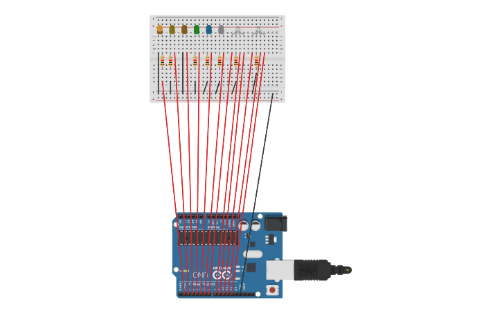 Circuit design running led - Tinkercad