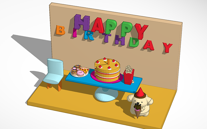 3D design happy birthday - Tinkercad