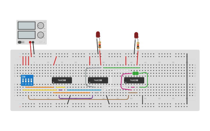 Circuit design full substractor using nand gates - Tinkercad