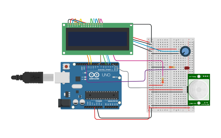 Circuit design Motion sensor project - Tinkercad