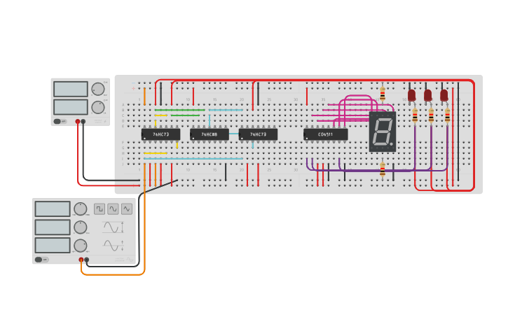 Circuit design 3 bit Synchronous UP counter - Tinkercad Circuit design 3 bit Synchronous UP counter - Tinkercad