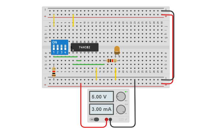 Circuit design NOT Gate using NOR Gate | Tinkercad
