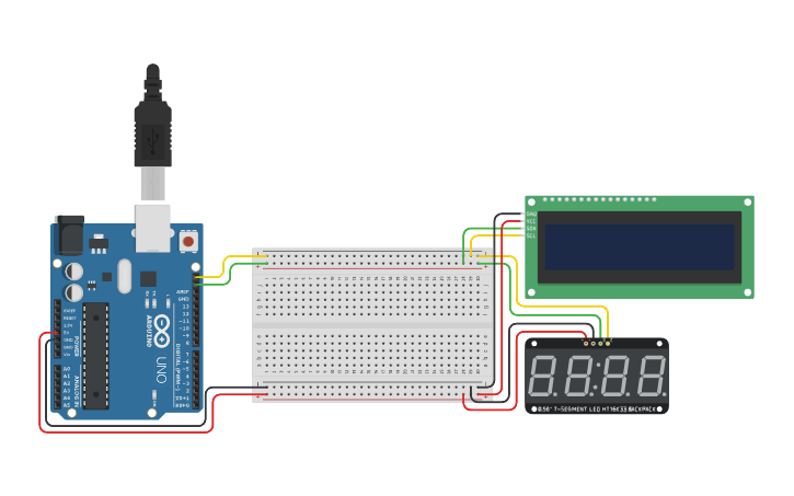 Circuit design Lcd + Display (base) | Tinkercad