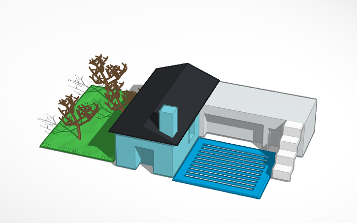 3D design House Garage Garden - Tinkercad