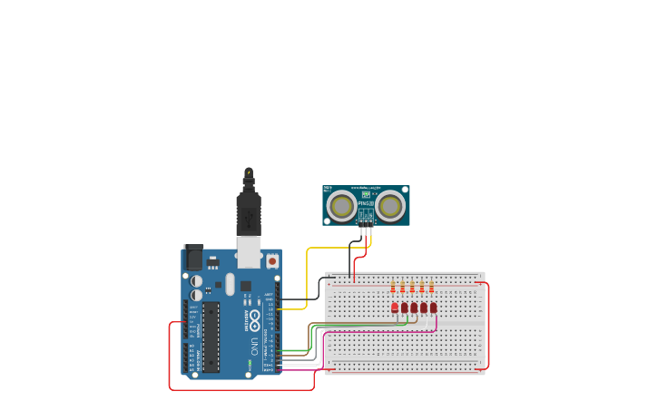 Circuit Design Distance Sensor Tinkercad