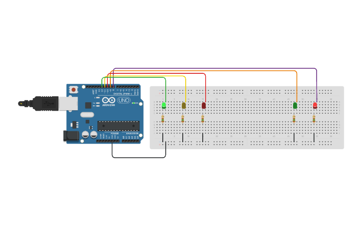 Circuit design Semáforo(Carros e Pedestres) | Tinkercad