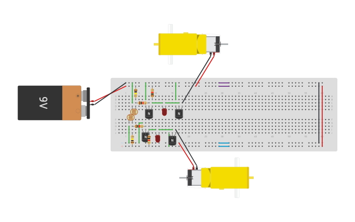 Circuit design MONTAJE SEGUIDOR DE LUZ - Tinkercad