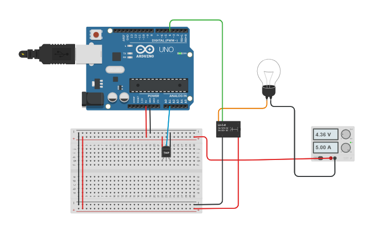 Circuit design SENSOR LM35 CON FOCO | Tinkercad