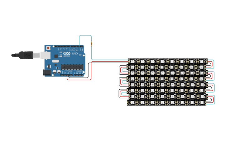 Circuit design matrix de 8x8 NeoPixel - Tinkercad