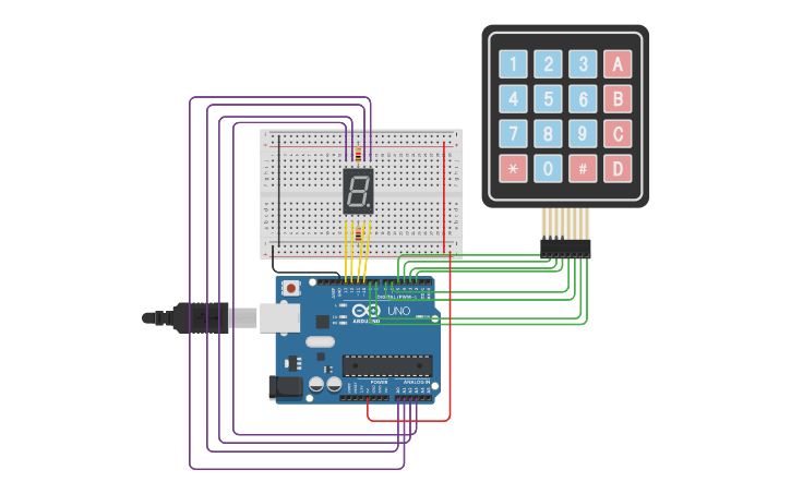Circuit design Seven Segment Display Using Keypad - Tinkercad Circuit design Seven Segment Display Using Keypad - Tinkercad
