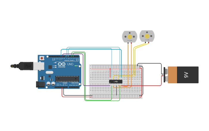 Circuit design Motor Driver IC | Tinkercad