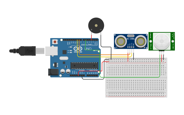 Circuit design TOUCHLESS DOOR BELL - Tinkercad
