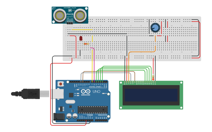 Circuit design Distance lcd | Tinkercad