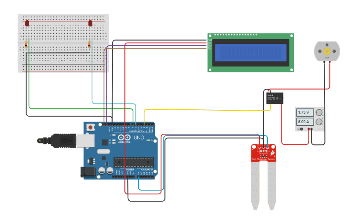 Circuit design AUTOMATIC PLANT WATERING SYSTEM - Tinkercad
