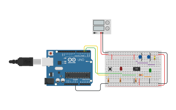 Circuit design Monostable 555 Arduino - Tinkercad