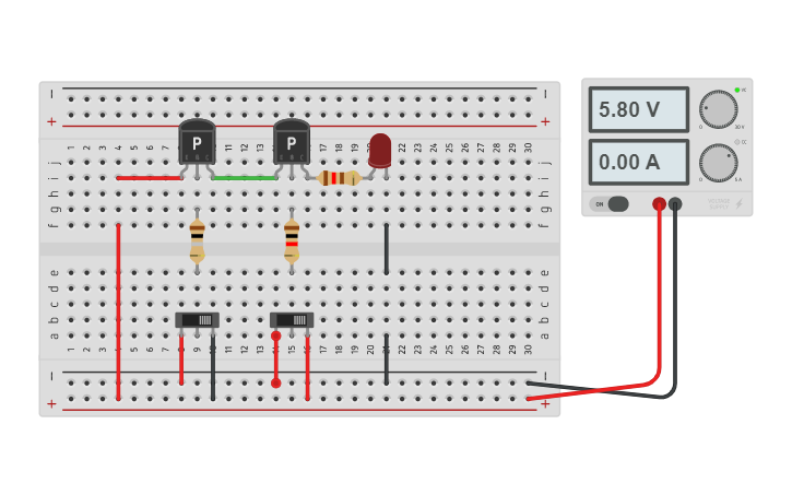 Circuit design PNP AND GATE - Tinkercad