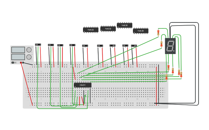 Circuit design 7 segment part 1 | Tinkercad