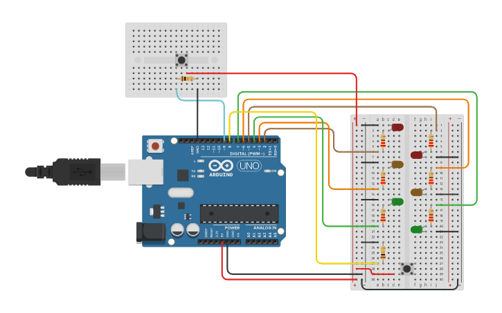 Circuit design Feu tricolore | Tinkercad