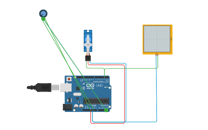 Circuit design Servomotor mit Potentiometer - Tinkercad Circuit design Servomotor mit Potentiometer - Tinkercad