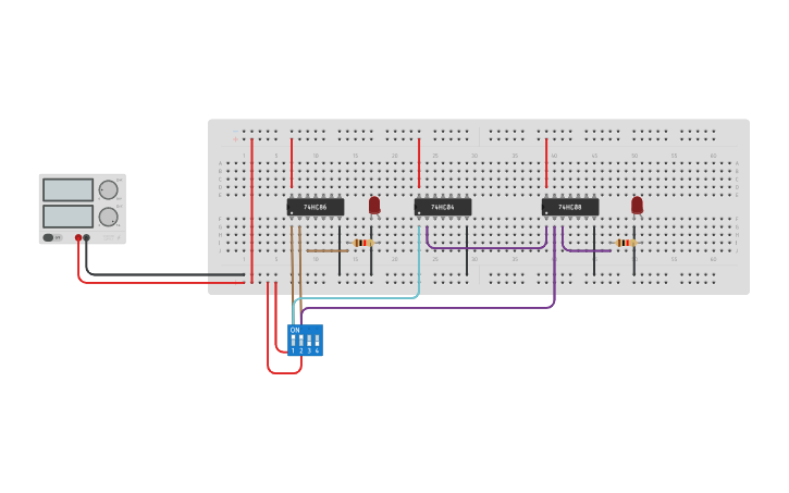 Circuit Design Half Subtractor Tinkercad