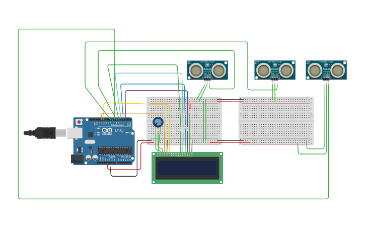 Circuit design car parking - Tinkercad