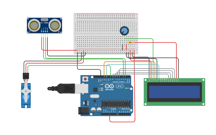 Circuit design Arduino sonar - Tinkercad