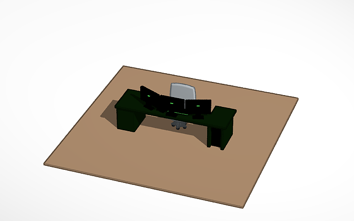 3D design Desk with full setup and Chair - Tinkercad