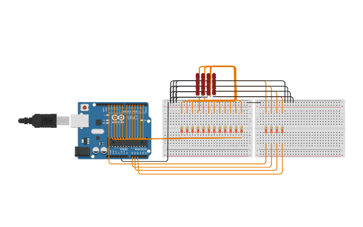 Circuit design 3102 - Activity 2 - LED Matrix - Tan - Tinkercad Circuit design 3102 - Activity 2 - LED Matrix - Tan - Tinkercad