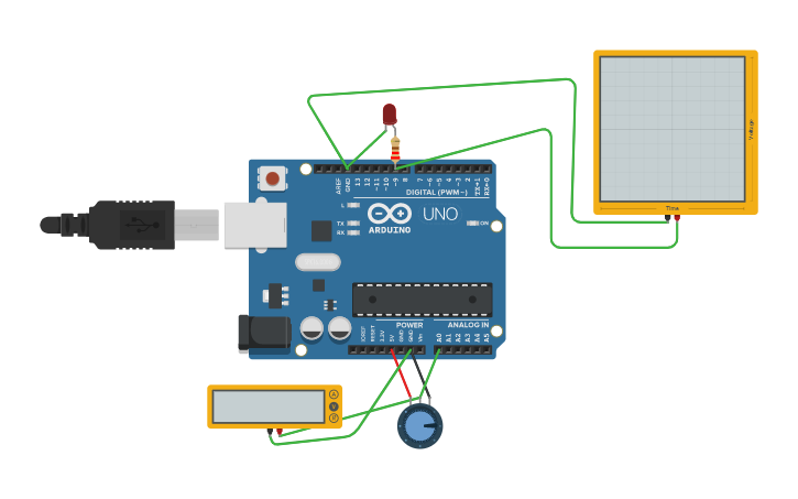 Circuit design ADC di Arduino e PWM | Tinkercad