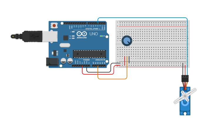 Circuit Design Servo Motor Tinkercad
