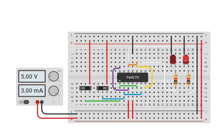 Circuit Design Synchronous 2 Bit Up Counter Tinkercad