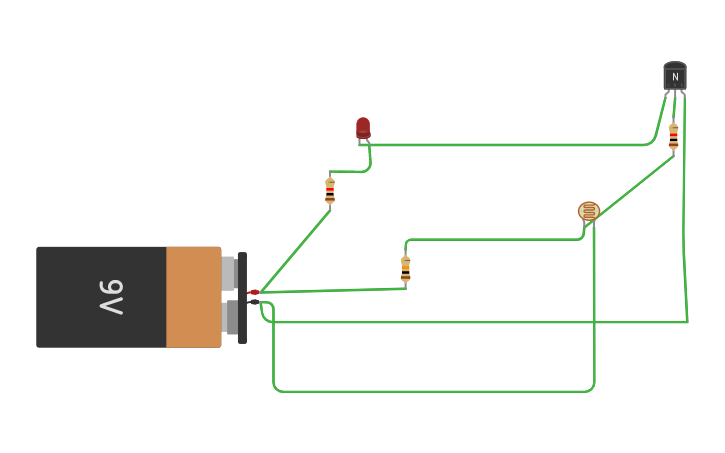 Circuit design Led controlat LDR i Transistor NPN | Tinkercad