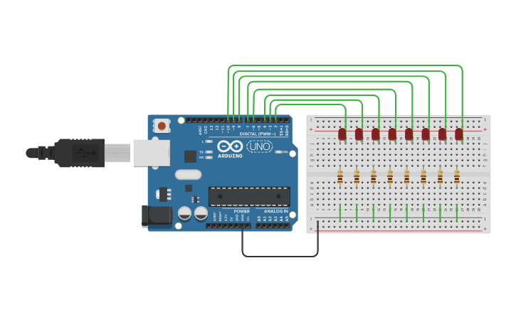 Circuit Design Led右至左閃爍 Tinkercad