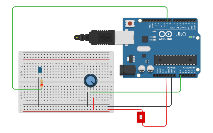 Circuit Design Arduino Led E Potenziometro Tinkercad