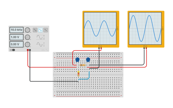 Circuit Design Filtro Paso Banda Tinkercad