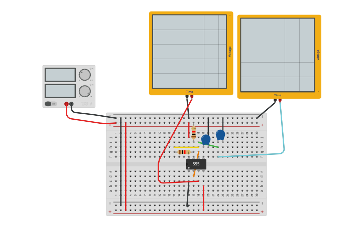 Circuit design Astable Multivibrator using 555 Timer - Tinkercad