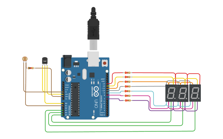 Circuit Design Sensor De Temperatura Con Fotoresistencia Tinkercad