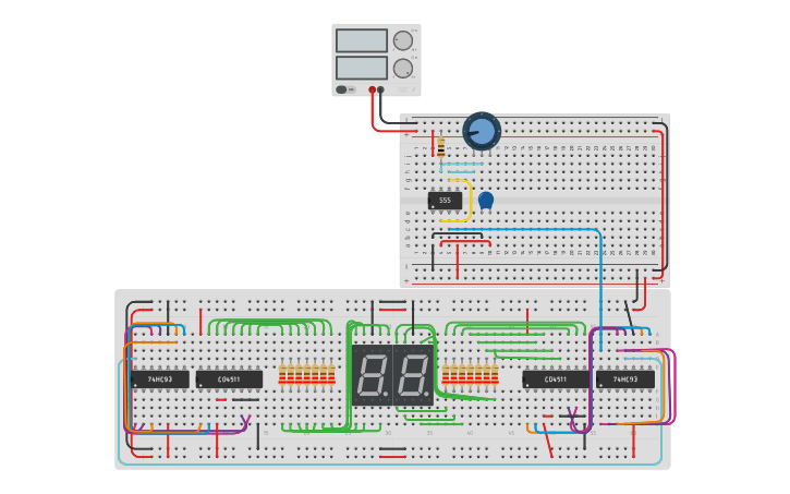 Circuit design Contador 0-99 con 555 - Tinkercad