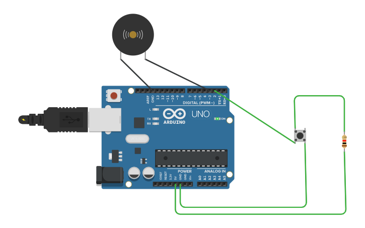 Circuit design Pulsador y buffer - Tinkercad