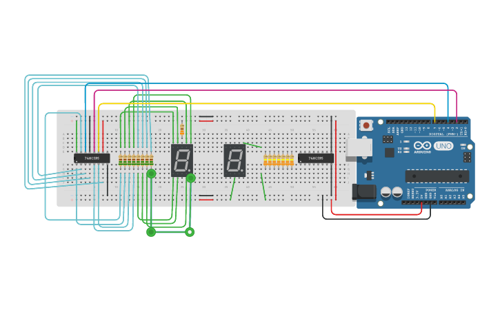 Circuit design contador_Hex | Tinkercad