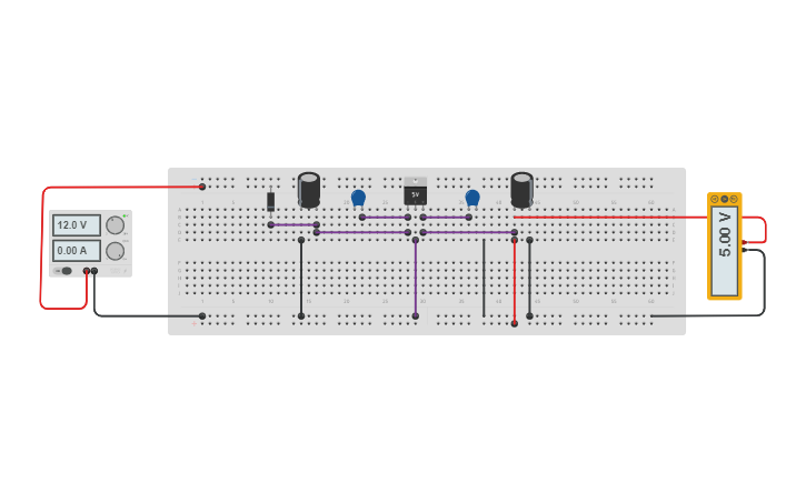 Circuit design 5V Voltage Regulator - Tinkercad